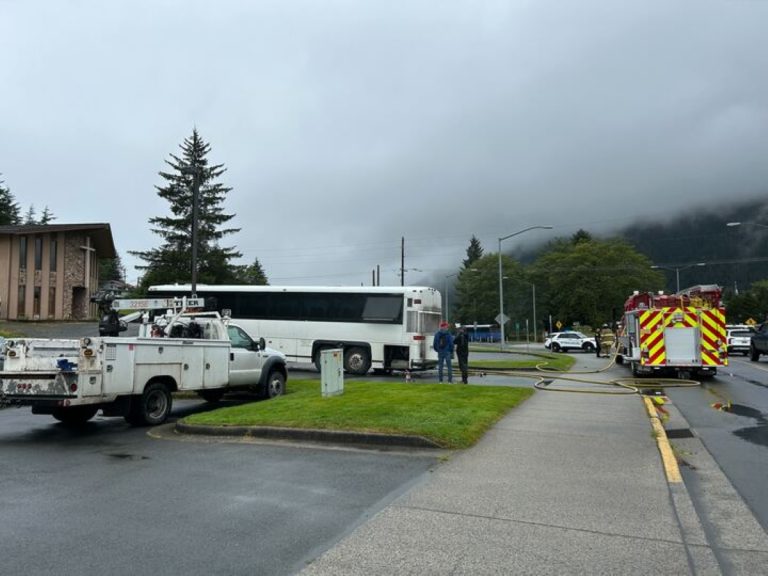 Tour bus catches fire in downtown Sitka - KCAW